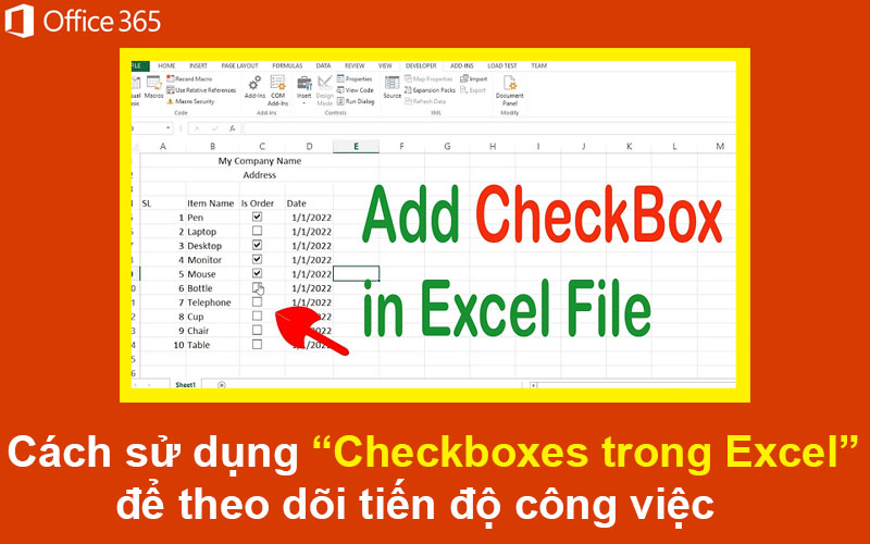 Cách sử dụng Checkboxes trong Excel để theo dõi tiến độ công việc - banquyenphanmem.com