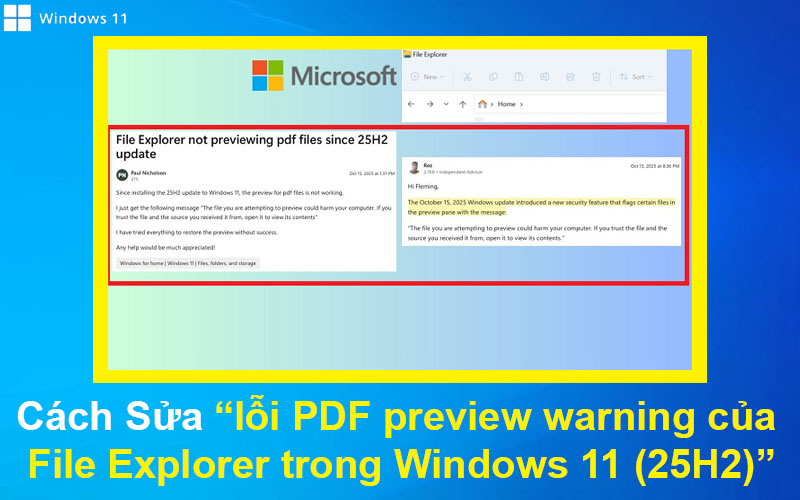 Sửa lỗi PDF preview warning của File Explorer trong Windows 11 (25H2 ...